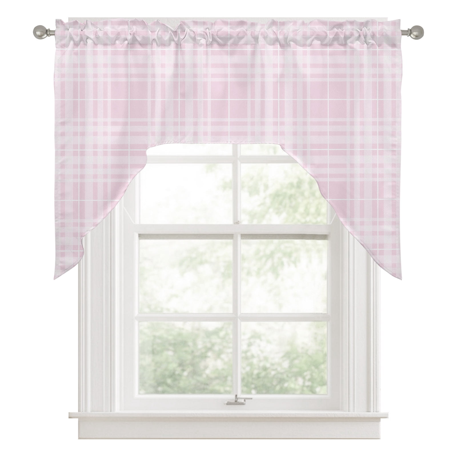 Buffalo Plaid Kitchen Curtains Swag Valance for Windows/Bathroom/Cafe ...