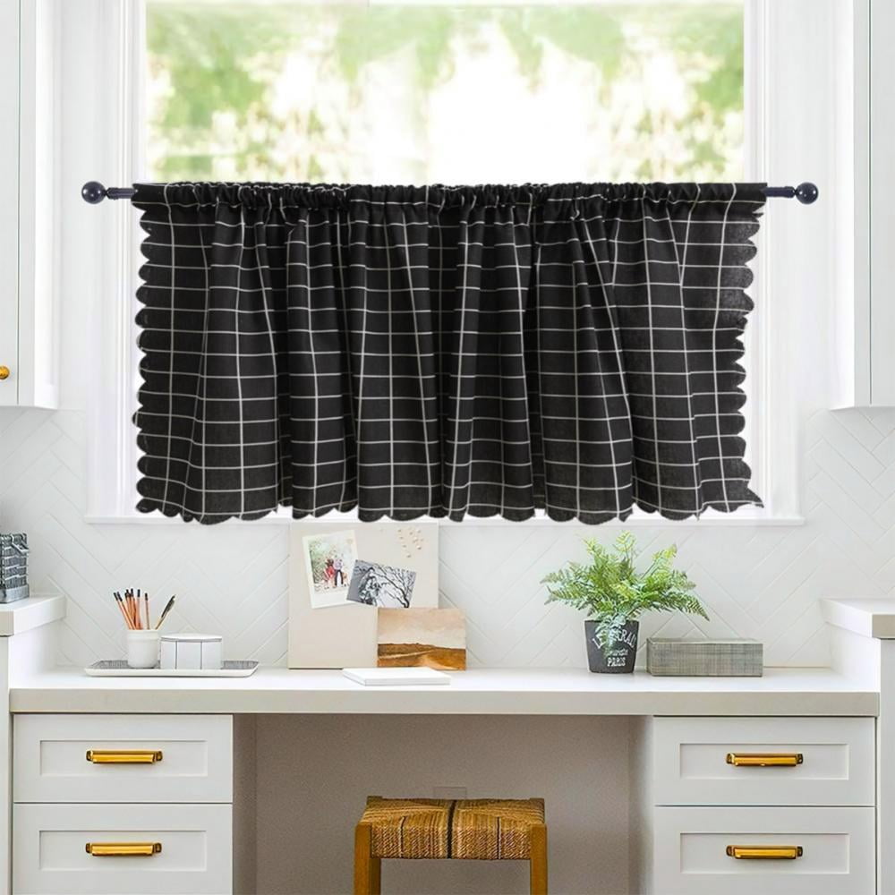 Buffalo Plaid Kitchen Curtains Valances for Windows - Semi Sheer ...