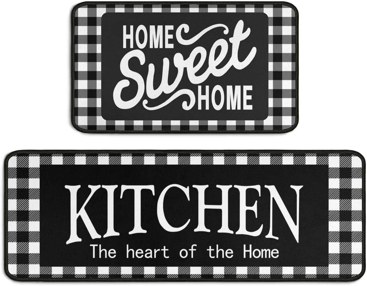 Buffalo Plaid Kitchen Mats for Floor Set of 2,Anti Fatigue Mats for ...