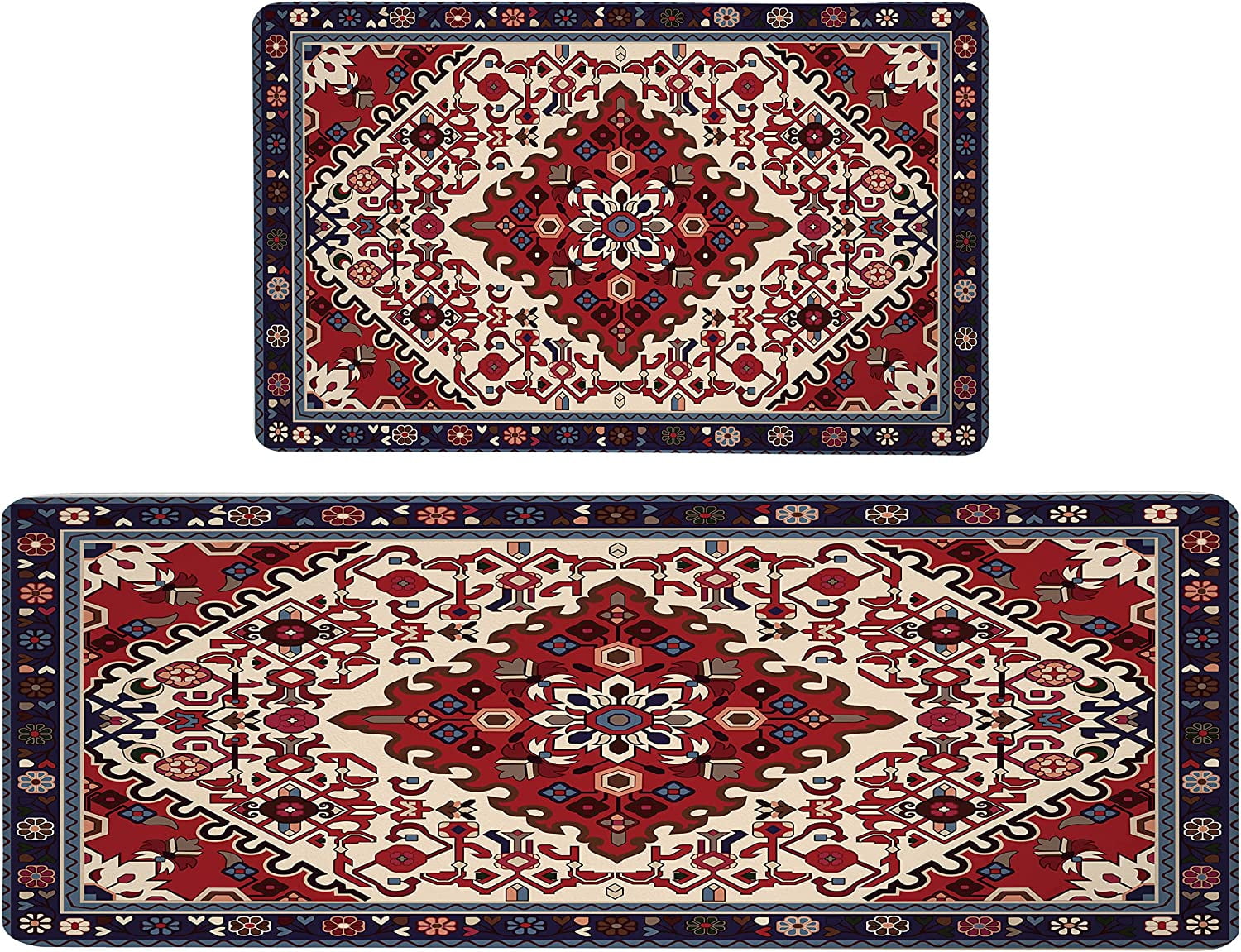 Buffalo Plaid Kitchen Rug Set of 2 Thick Anti Fatigue Farmhouse Kitchen ...