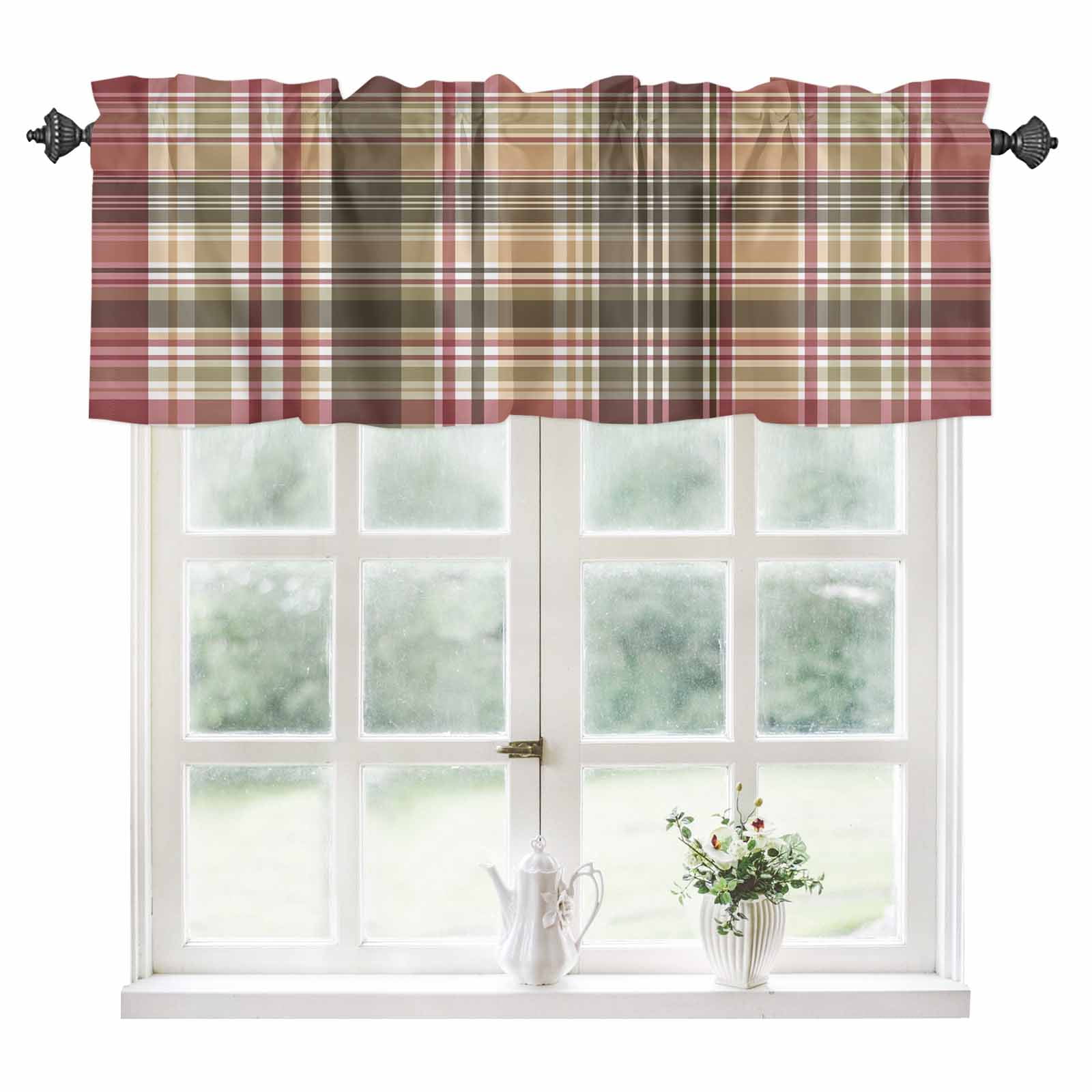 Buffalo Plaid Kitchen Valances for Windows 42x18 Inch Kitchen Curtains ...