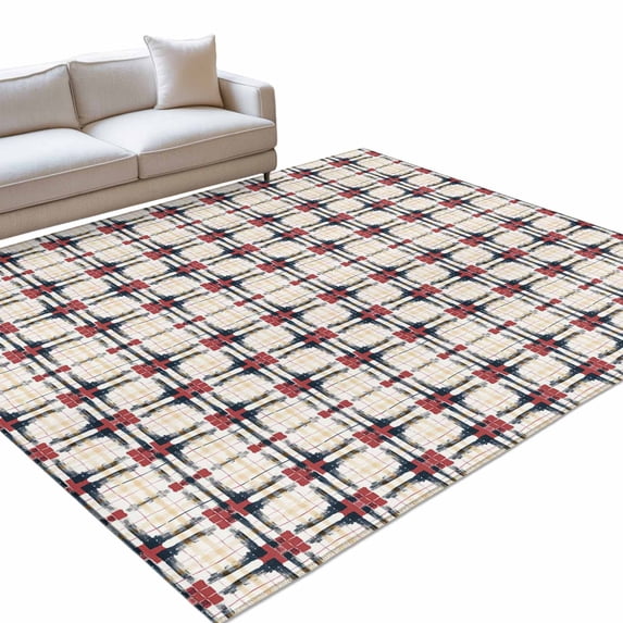 Buffalo Plaid Large Area Rugs 6x9ft Retro Red Black Linen Pattern ...