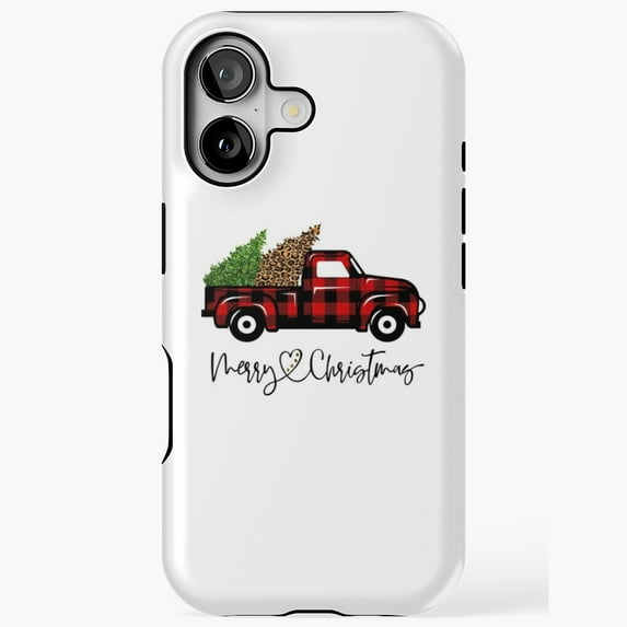 Buffalo Plaid Leopard Red Truck Christmas Tree Art Phone Case for ...
