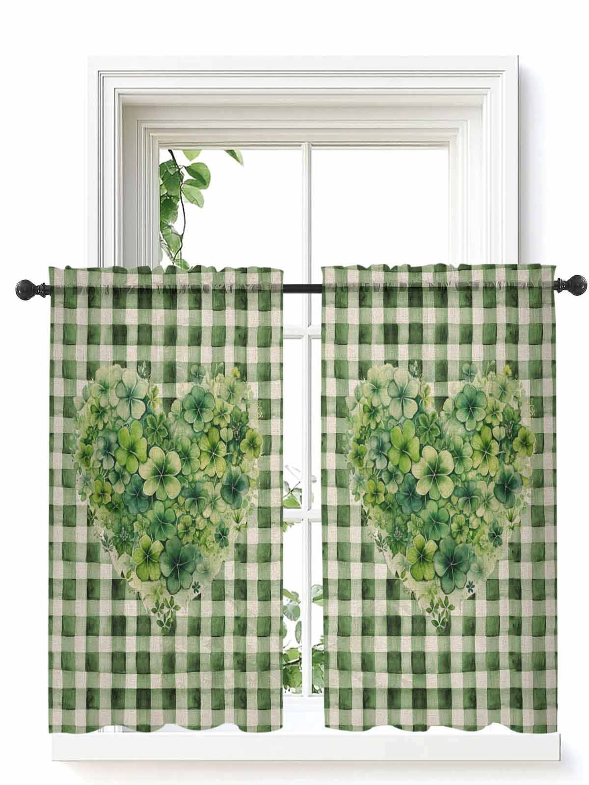 Buffalo Plaid Love, Curtains 54 Inch Length, Sheer Curtains for Bedroom ...