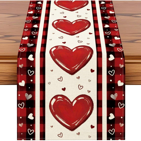 Buffalo Plaid Love Hearts Valentine''s Day Table Runner, Anniversary ...