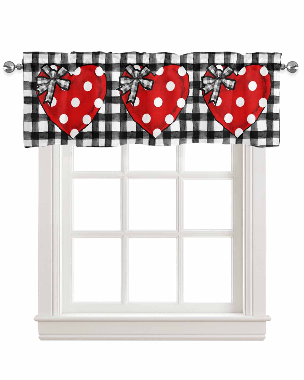 Buffalo Plaid Love Linen Curtain Valance for Bedroom/Bathroom/Kitchen ...