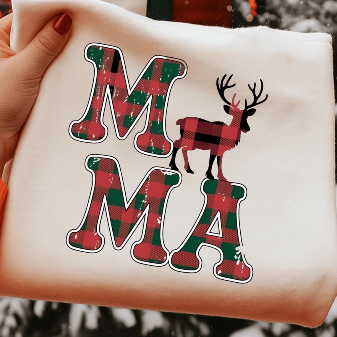 Buffalo Plaid Mama Winter Holiday ,Deer Sublimation Design,Red Green ...