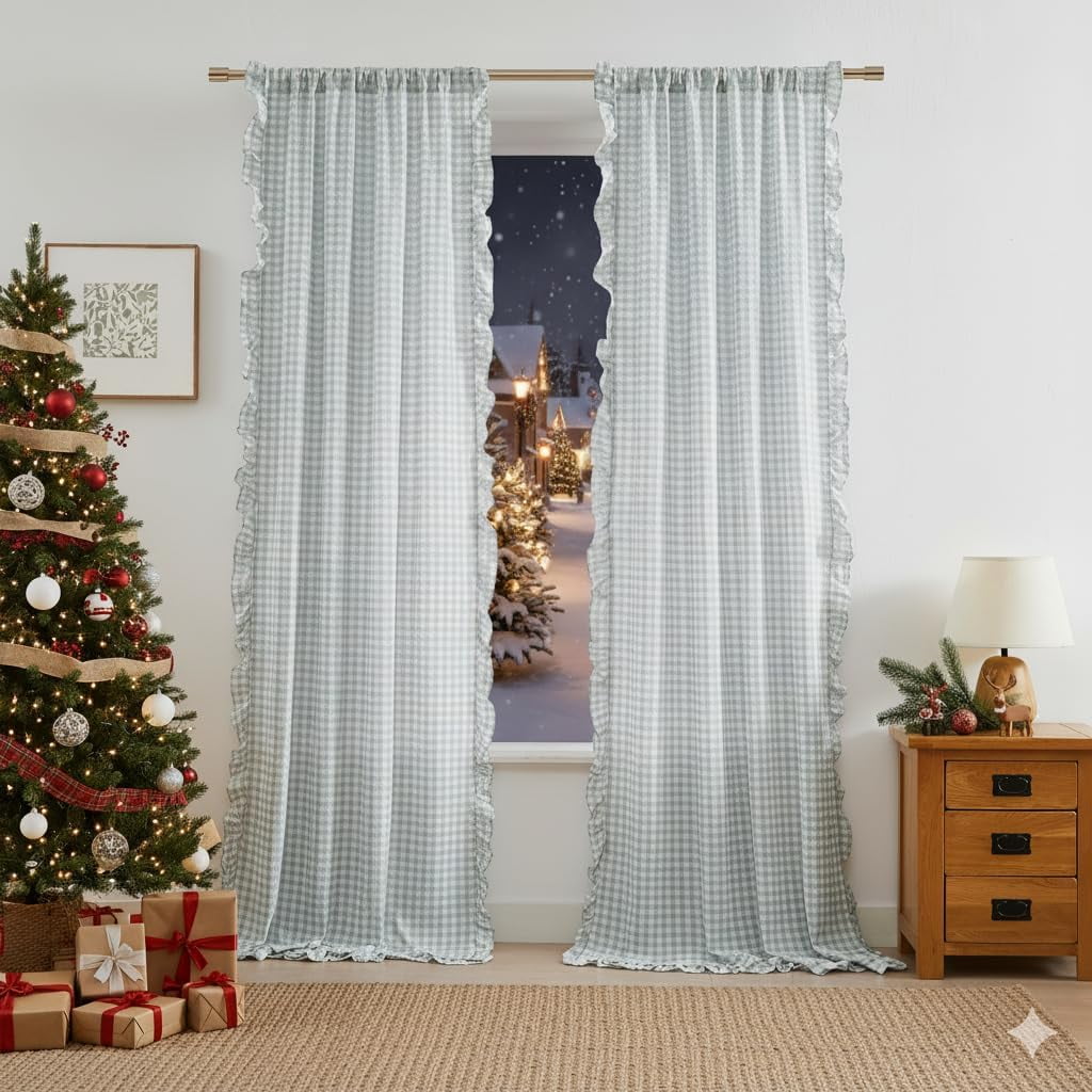 Buffalo Plaid Nursery Curtains 90 Inches Long,Grey White Not-See ...