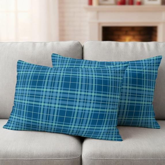 Buffalo Plaid Outdoor Waterproof Throw Pillow Covers 20x12 Set of 2 ...
