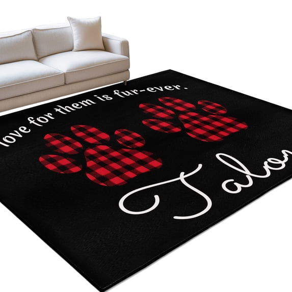Buffalo Plaid Paw Washable Rug 2.7x5 Area Rug for Living Room Bedroom ...