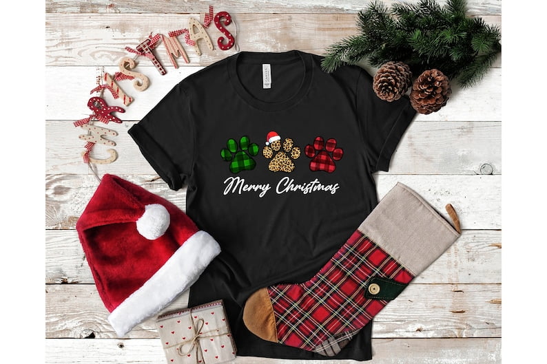 Buffalo Plaid Paws Shirt, Merry Shirt, Paws Shirt, Paw Tee, Merry Paws ...