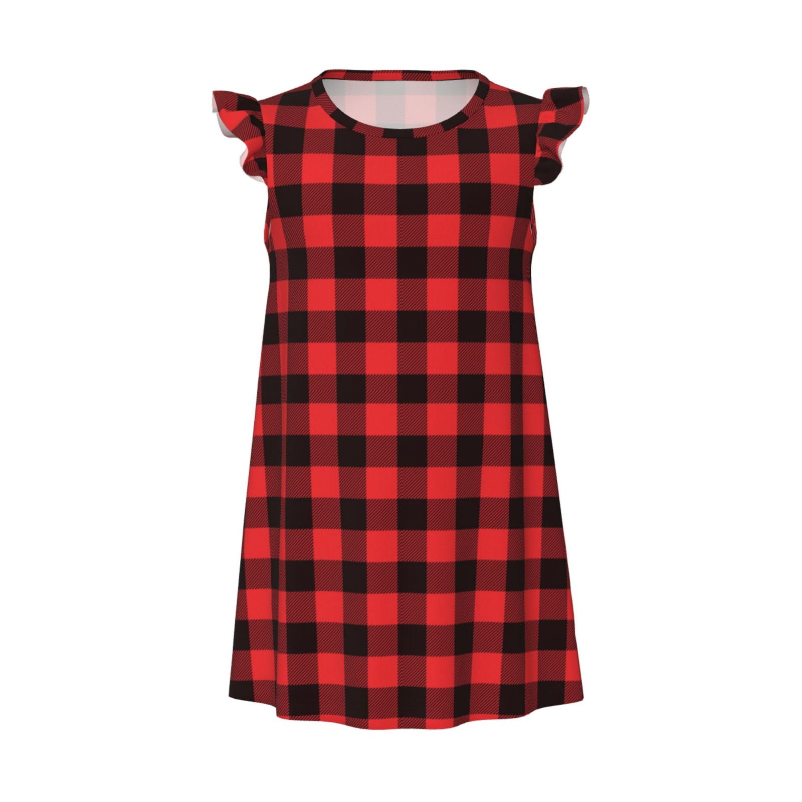 Buffalo Plaid Red Black Girls Nightgowns, Pajamas for Girls, Soft ...