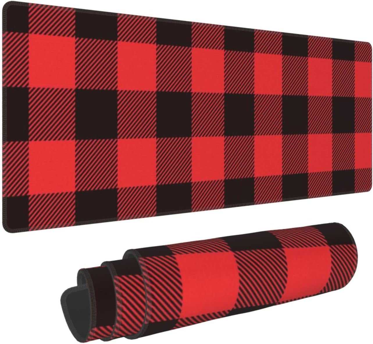 Buffalo Plaid Red Black Large Gaming Mouse Pad 31.5 x 11.8in Desk ...
