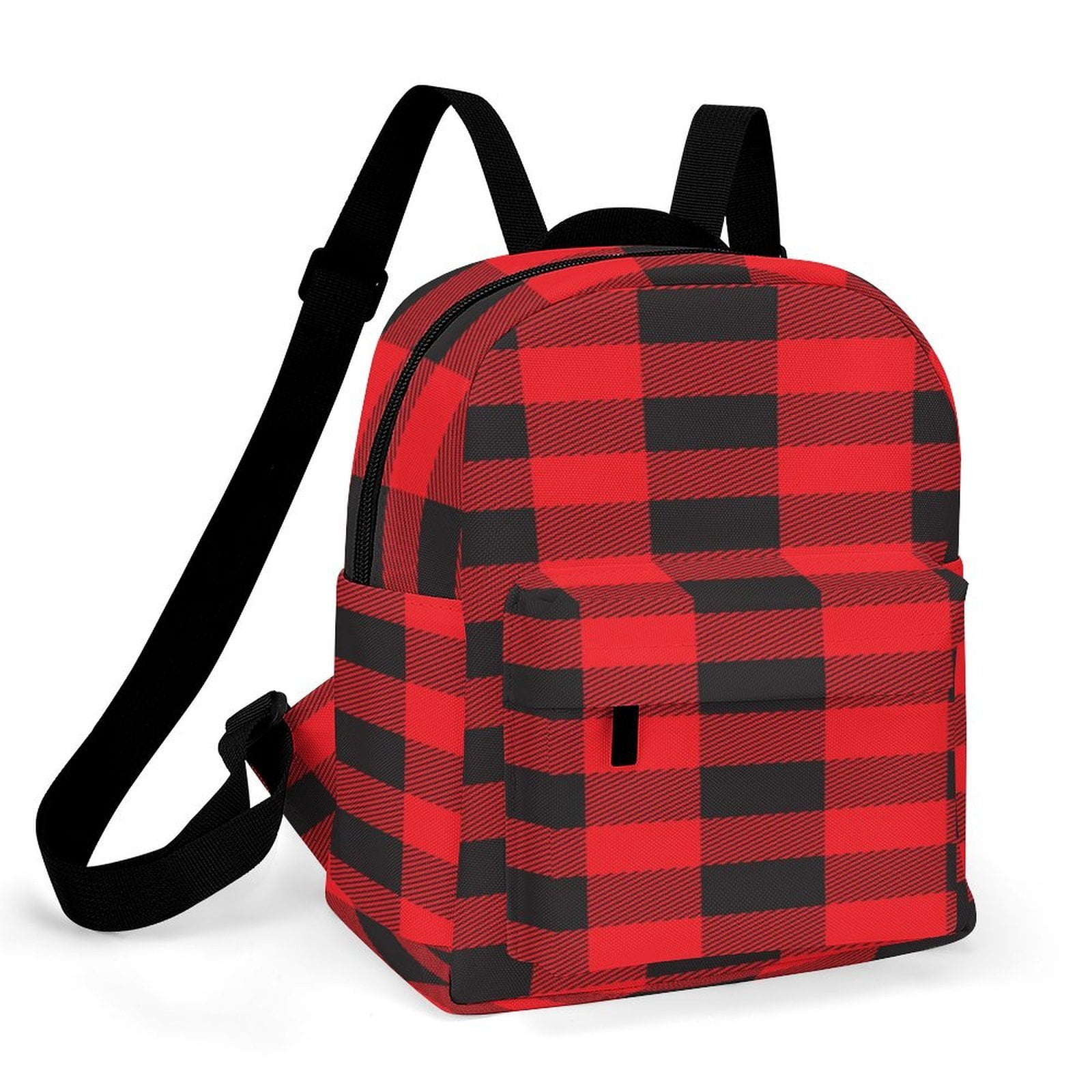 Buffalo Plaid Red Black Small Backpack Cute Mini Backpacks For Woman ...