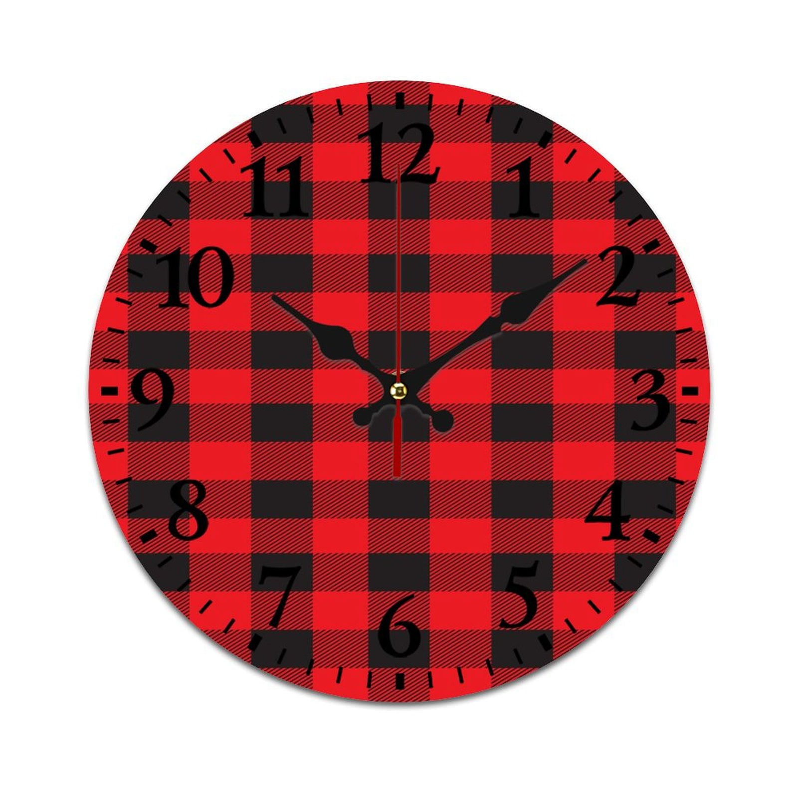 Buffalo Plaid Red Black Wall Clock Modern Design Clocks Wall Hanging ...