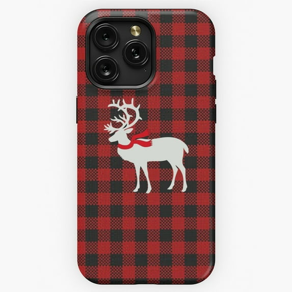 Buffalo Plaid Reindeer Holiday Pattern Art iPhone Case 17 through 11 ...
