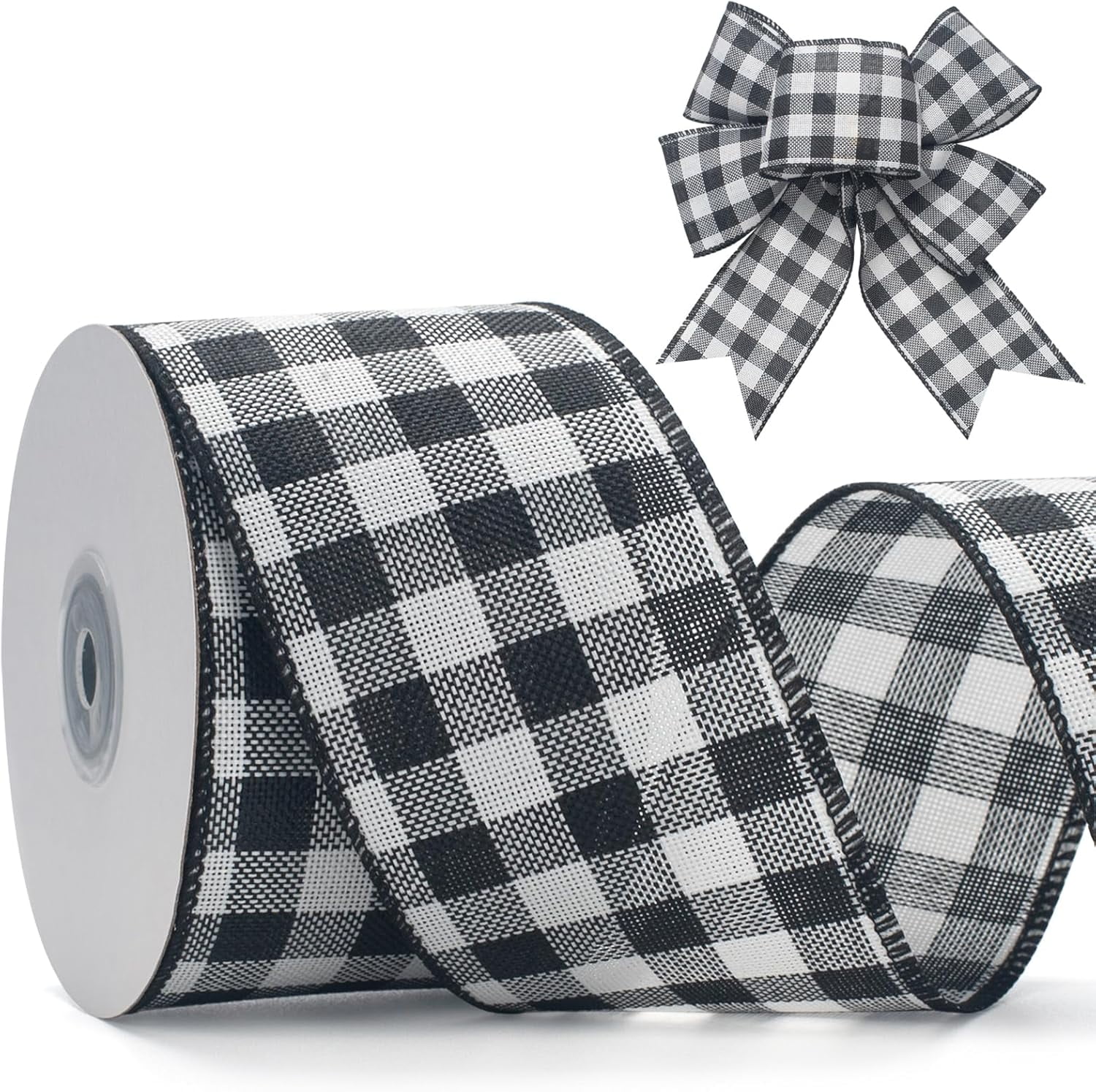 Buffalo Plaid Ribbon, 2.5 inch Wired Christmas Ribbon, 10 Yard Red and ...