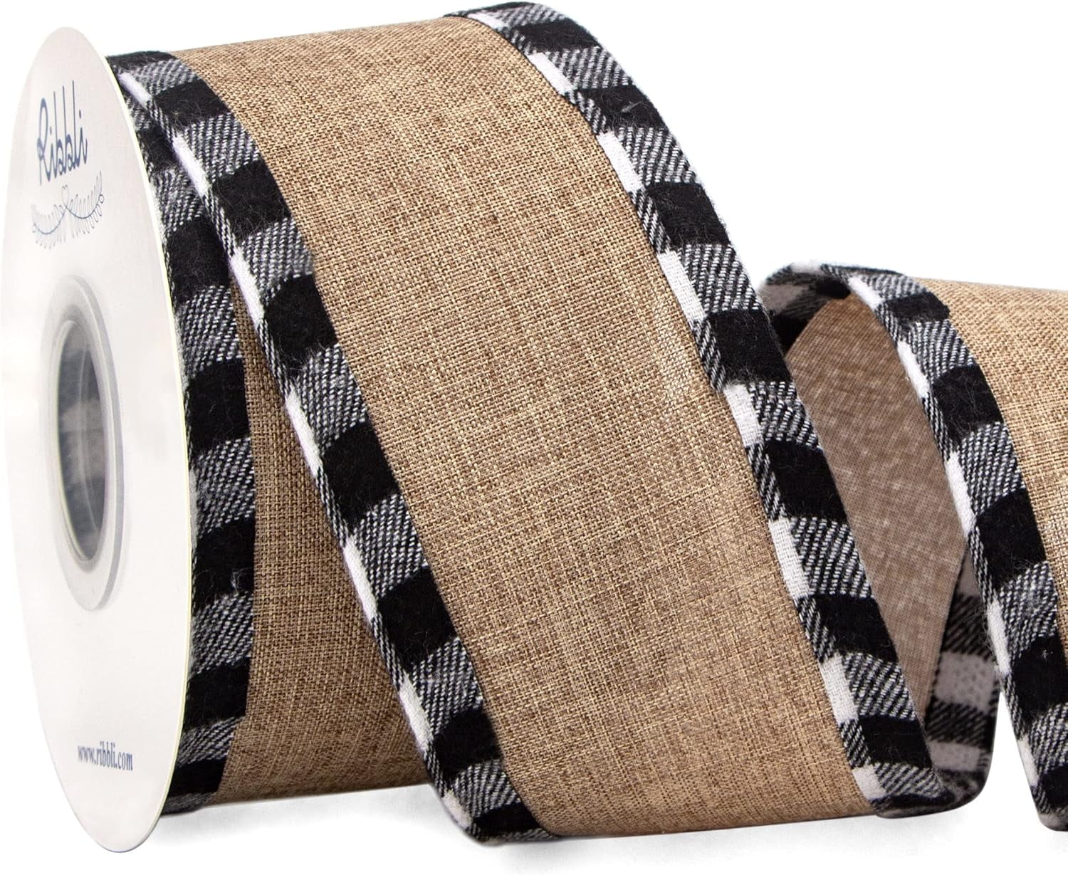 Buffalo Plaid Ribbon Burlap with Cotton Buffalo Plaid Edge Ribbon 2-1/2 ...