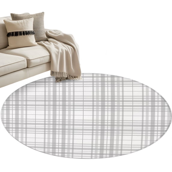Buffalo Plaid Round Rug 3.3ft Washable Circle Entryway Rugs Non Slip ...