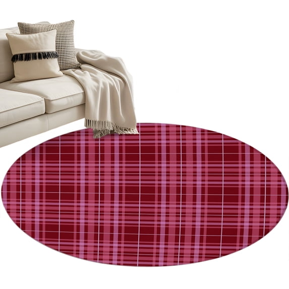 Buffalo Plaid Round Rug 4ft Washable Circle Entryway Rugs Non Slip Deep ...