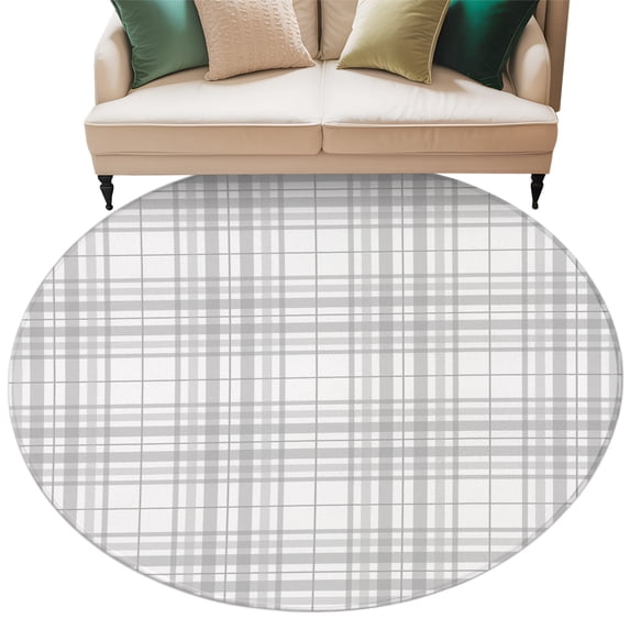 Buffalo Plaid Round Rug 5ft Washable Circle Kitchen Rugs Non Slip ...