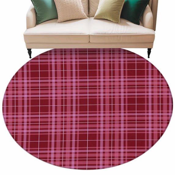Buffalo Plaid Round Rug 6ft Washable Circle Kitchen Rugs Non Slip Deep ...