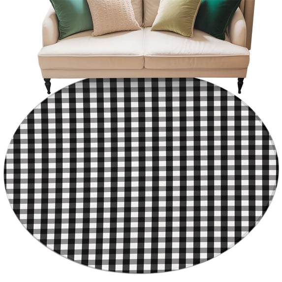 Buffalo Plaid Round Rug 6ft Washable Circle Kitchen Rugs Non Slip ...