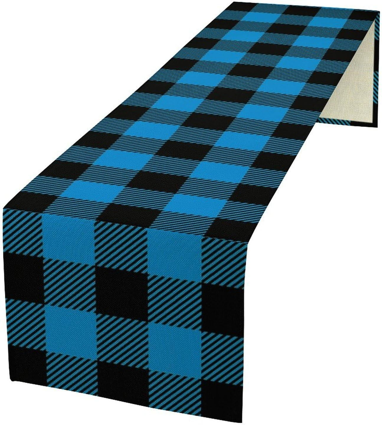 Buffalo Plaid Runner Blue Black Farmhouse Buffalo Check Pattern Table ...