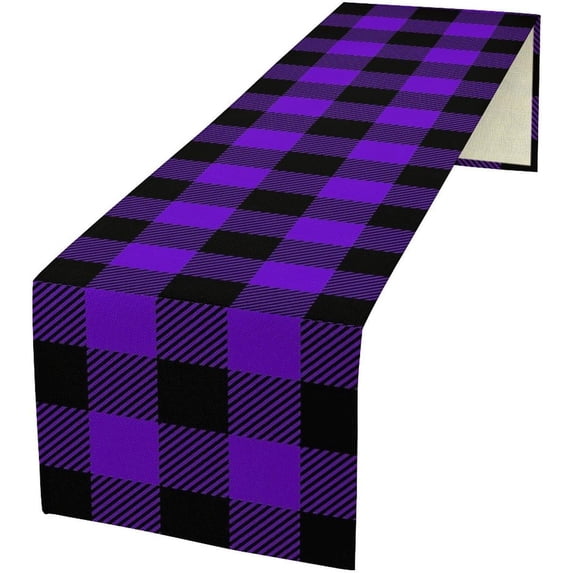 Buffalo Plaid Runner Purple Black Farmhouse Buffalo Check Pattern Table ...