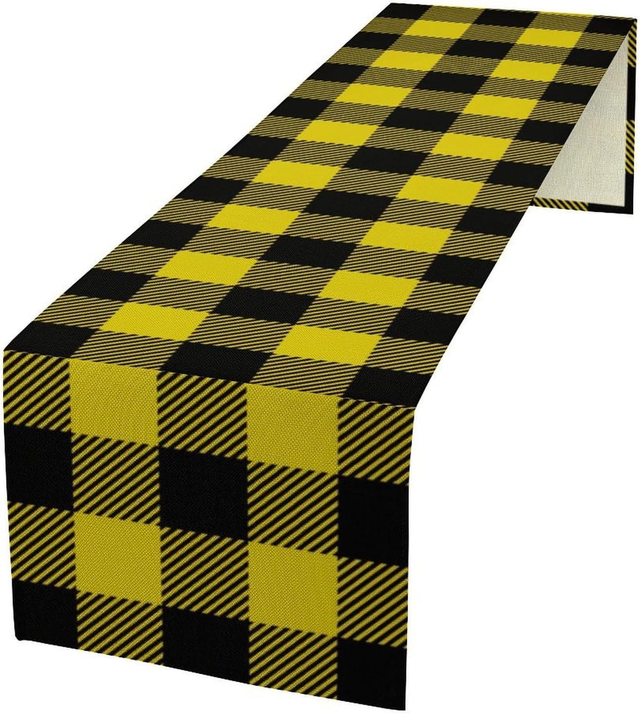 Buffalo Plaid Runner Yellow Black Farmhouse Buffalo Check Pattern Table ...
