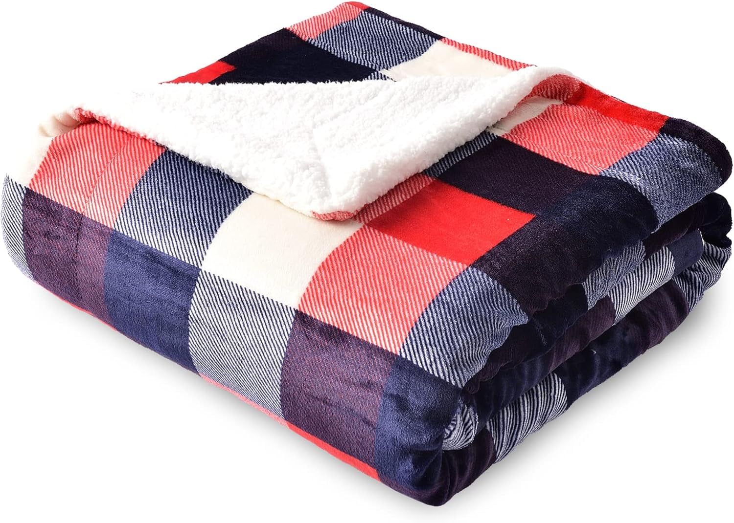 Buffalo Plaid Sherpa Fleece Throw Blanket, Double-Sided Checkered Super ...
