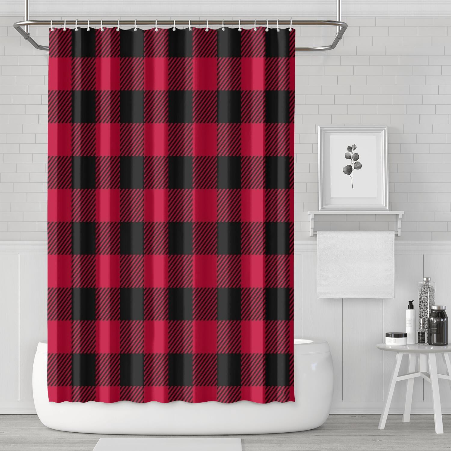 Buffalo Plaid Shower Curtain Featuring Rustic Farmhouse Plaid Print ...