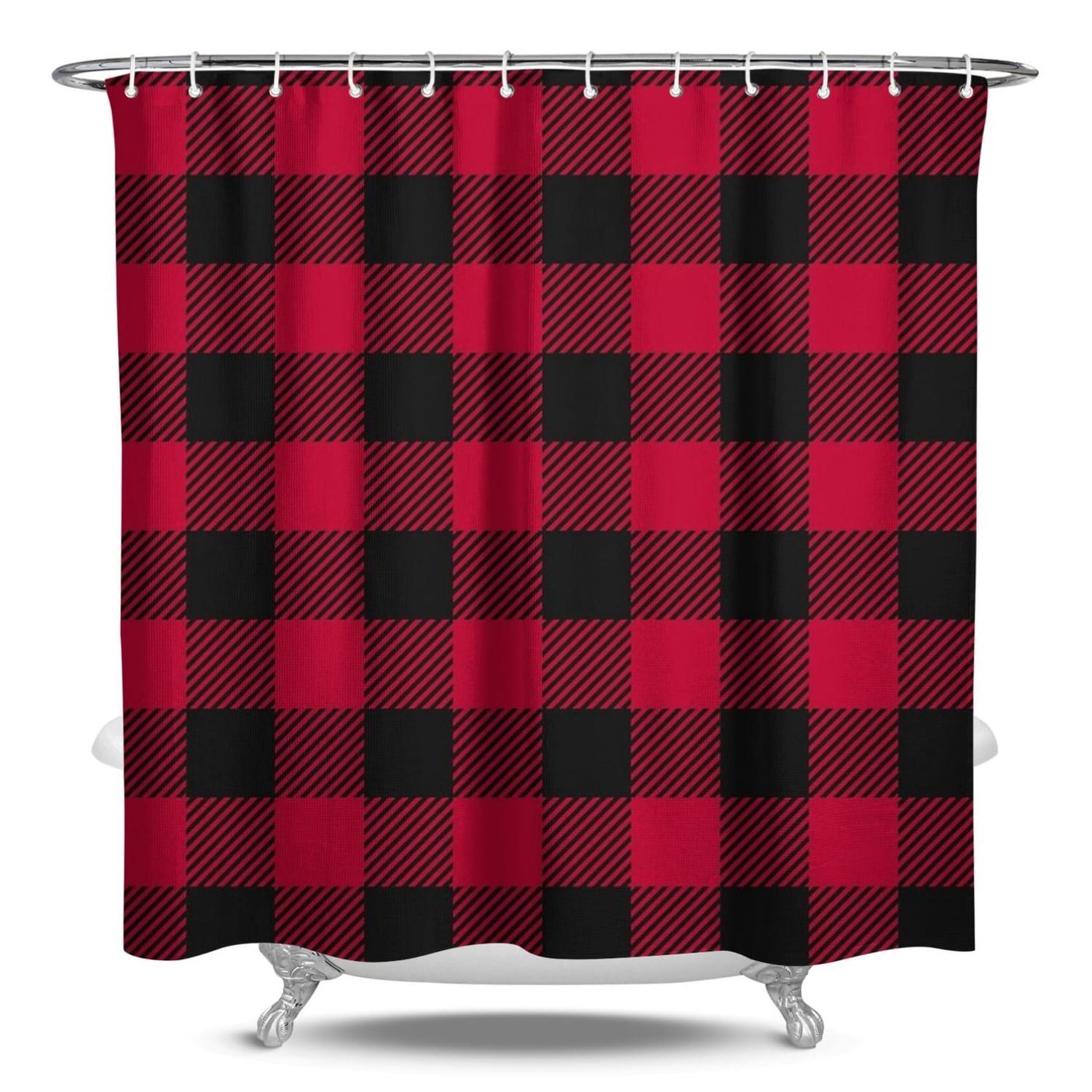 Buffalo Plaid Shower Curtain Waterproof Bathroom Curtain 84x72 Inch ...