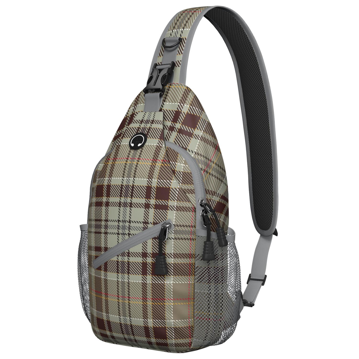 Buffalo Plaid Sling Backpack for Travel and Hiking, Lightweight Rustic ...
