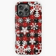 Buffalo Plaid Snowflakes Red Black Pattern iPhone Case 17 16 15 14 13 ...
