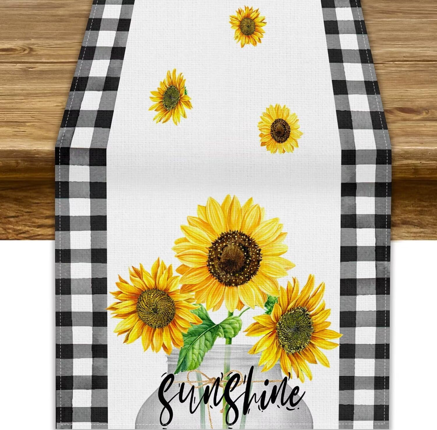 Buffalo Plaid Sunflower Table Runner, Spring Sunshine Summer Sunflower ...