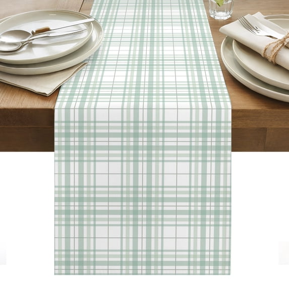 Buffalo Plaid Table Runner Sage Green Olive Farmhouse Minimalist ...