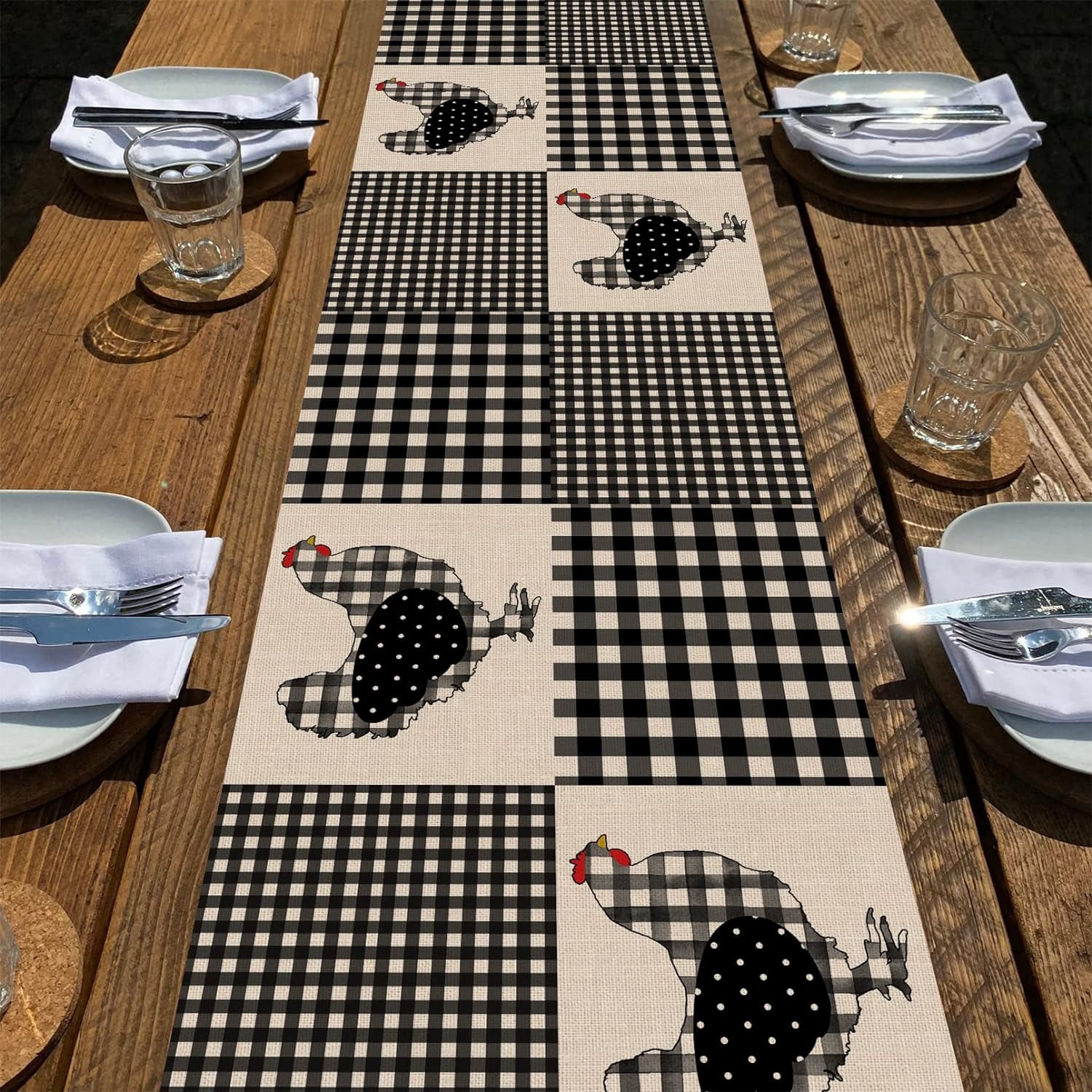 Buffalo Plaid Tablecloth, Farm Animal Kitchen Table Decoration ...