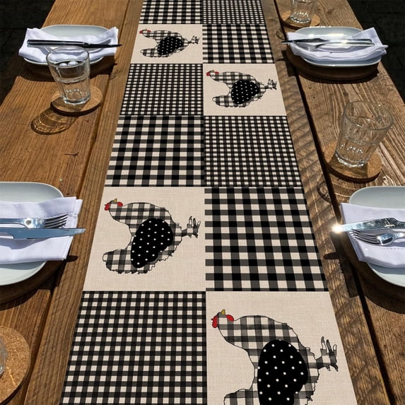Buffalo Plaid Tablecloth, Farm Animal Kitchen Table Decoration ...