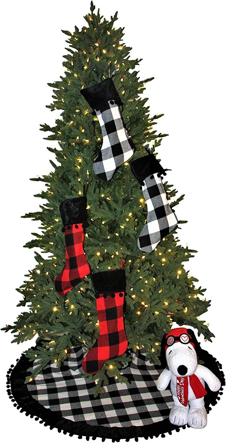 Buffalo Plaid Tree Skirt – 53-inch Plaid Christmas Décor – Round ...