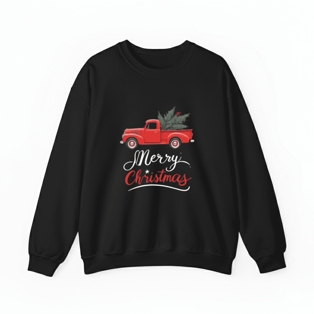 Buffalo Plaid Truck Christmas Tree Red Vintage Holiday Scene Sweatshirt ...