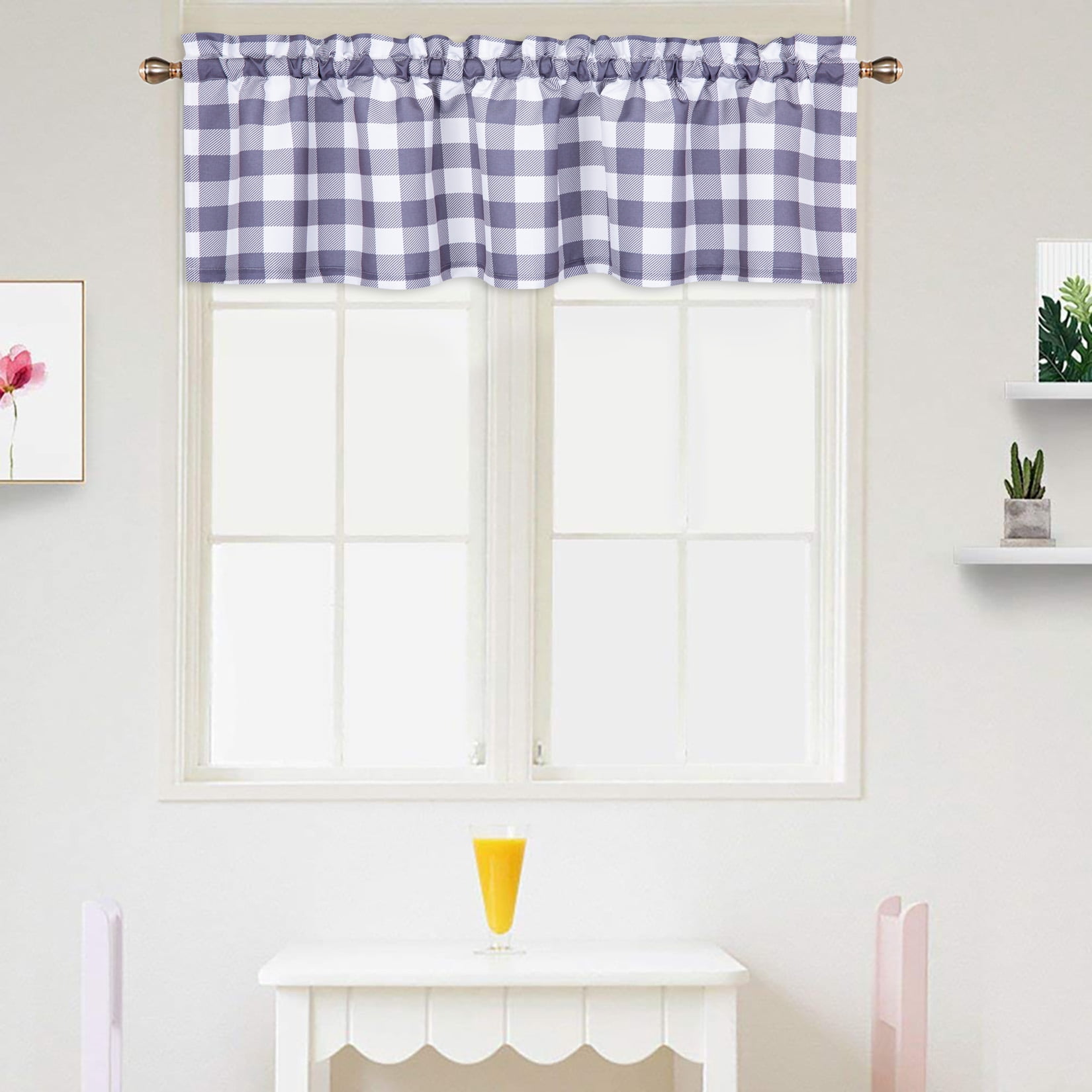 Buffalo Plaid Valance, Gingham Rod Pocket Checkered Short Curtain ...