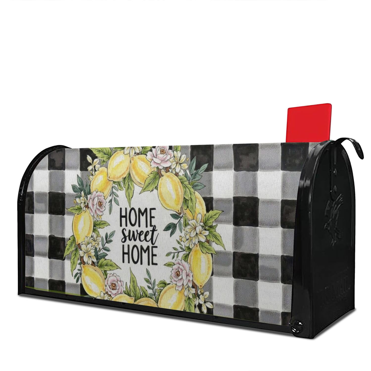Buffalo Plaid Welcome Mailbox Covers Magnetic Letter Box Wrap Standard ...