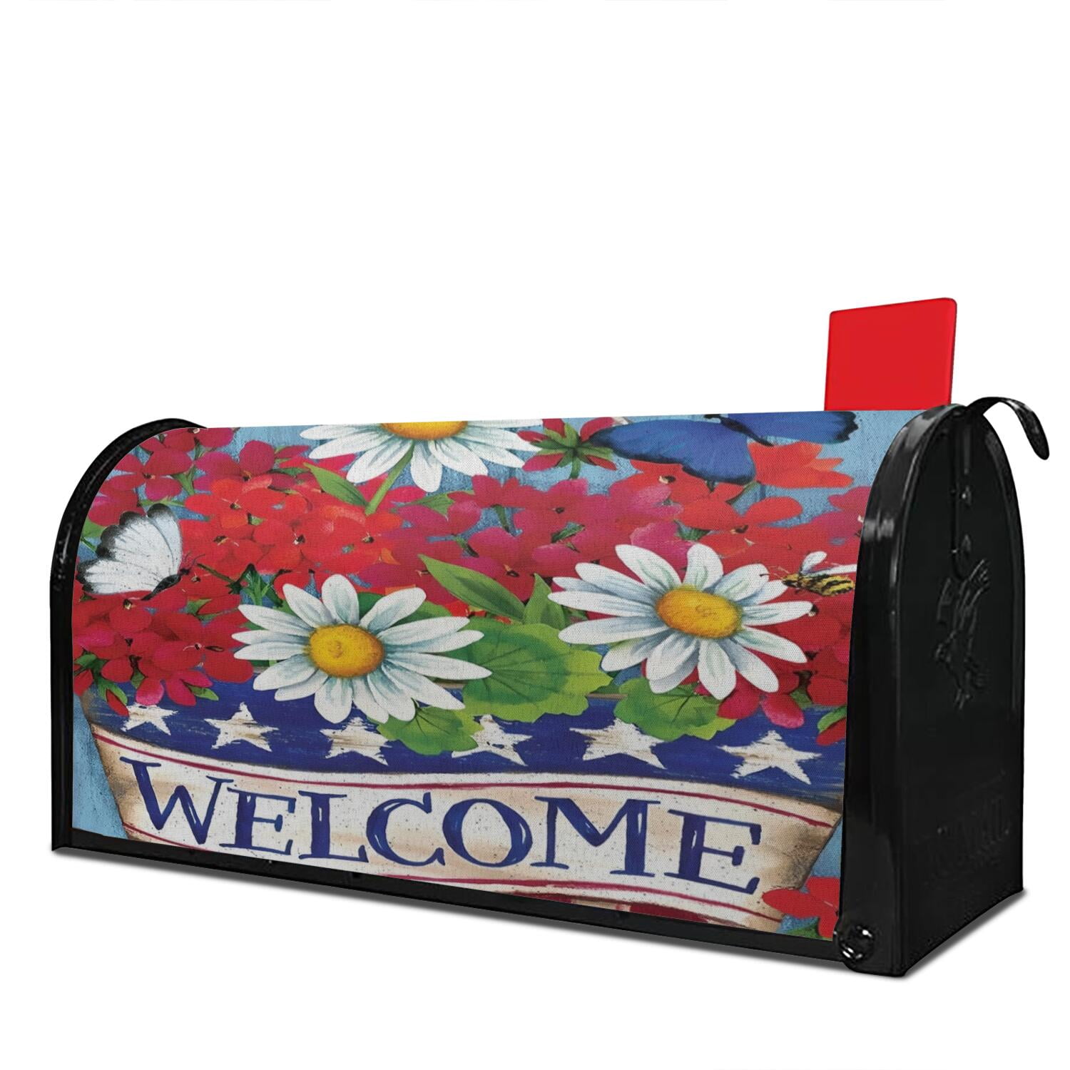 Buffalo Plaid Welcome Mailbox Covers Magnetic Letter Box Wrap Standard ...