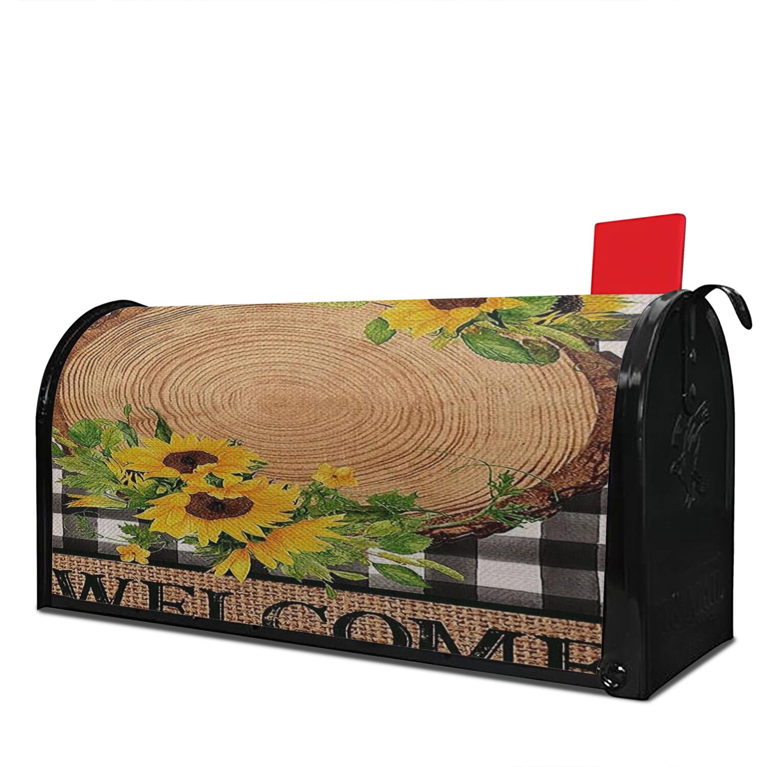 Buffalo Plaid Welcome Mailbox Covers Magnetic Letter Box Wrap Standard ...