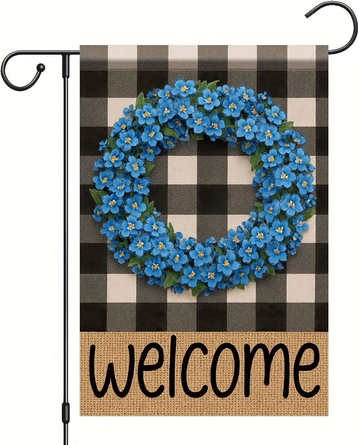 Buffalo Plaid Welcome Wreath Garden Flag Four Leaf Clover Flag 12x18 ...