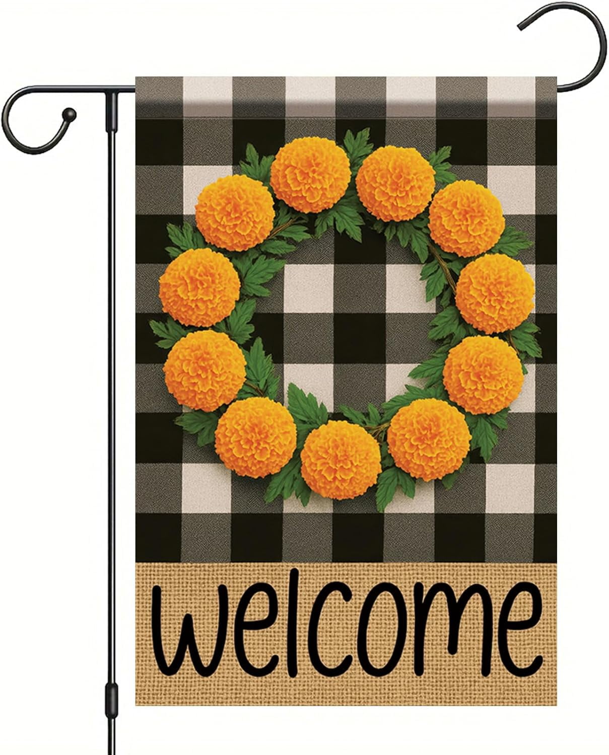 Buffalo Plaid Welcome Wreath Garden Flag Red Geranium Flower Flag 12x ...