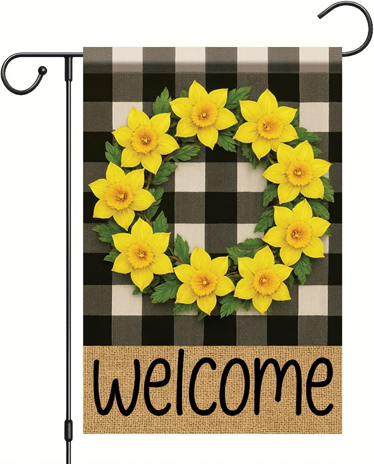 Buffalo Plaid Welcome Wreath Garden Flag Red Geranium Flower Flag 12x ...