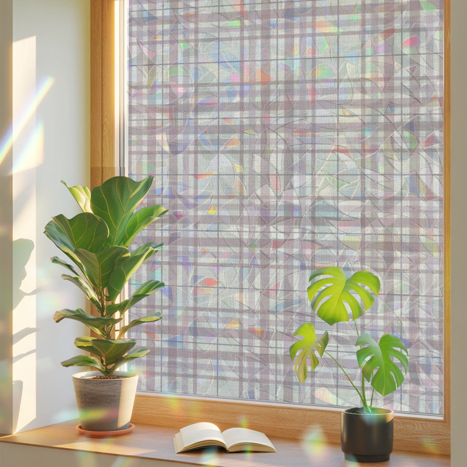 Buffalo Plaid Window Privacy Film Rainbow Static Cling Stain Glass ...