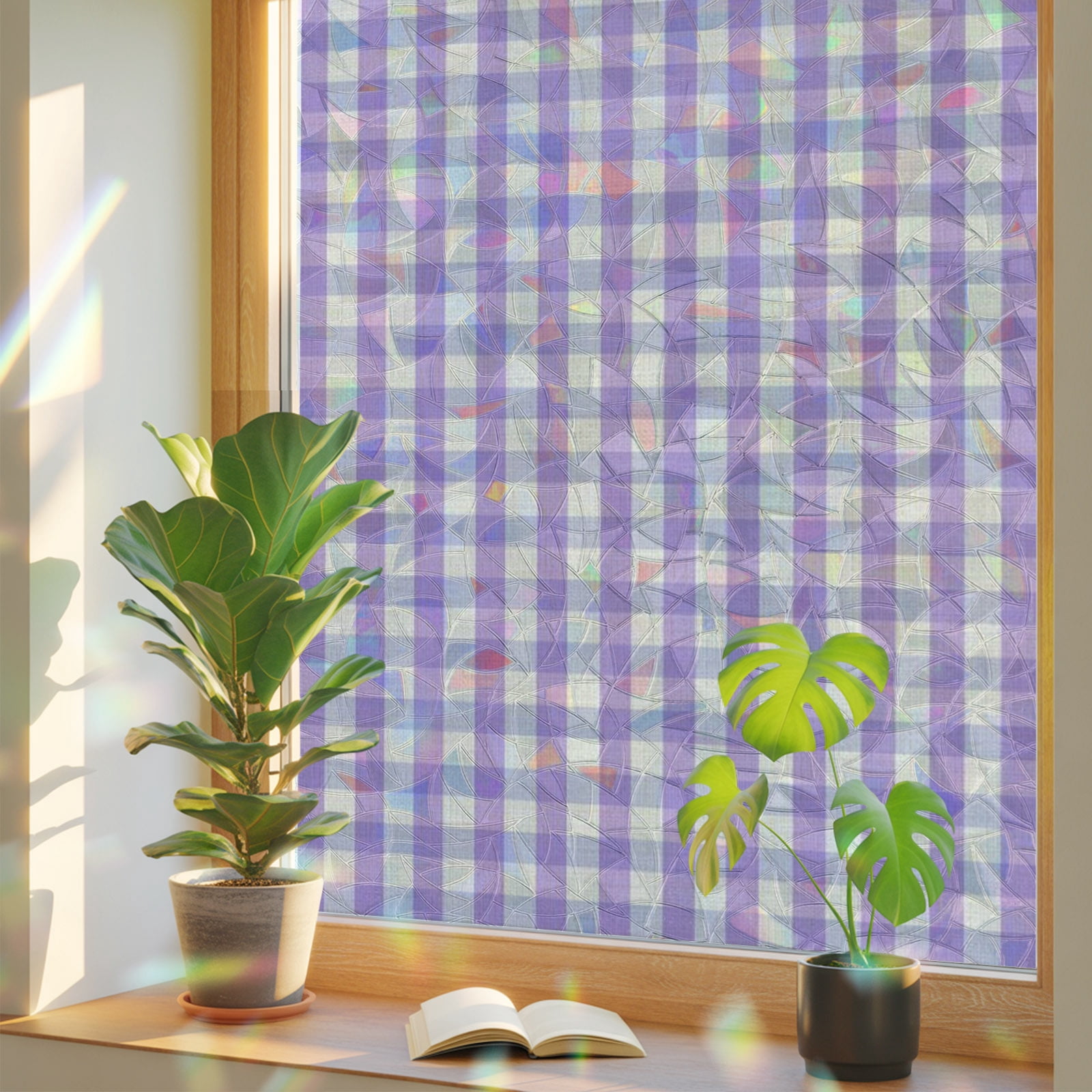 Buffalo Plaid Window Privacy Film Rainbow Static Cling Stain Glass ...